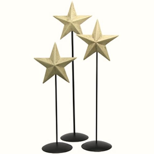 Primitive Country Folk Art Set of 3 ANTIQUE CREAM BARN STAR PEDESTAL ...
